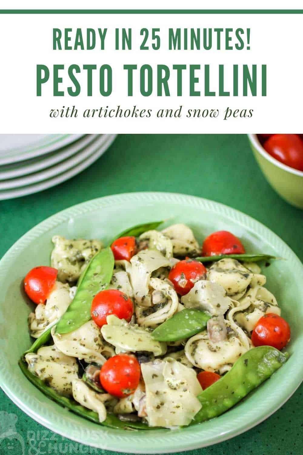 Pesto Tortellini with Artichoke and Snow Peas - Dizzy Busy and Hungry!
