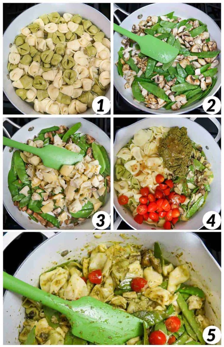 Pesto Tortellini with Artichoke and Snow Peas - Dizzy Busy and Hungry!