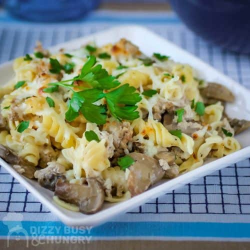 Ground Turkey Alfredo Casserole - Dizzy Busy and Hungry!
