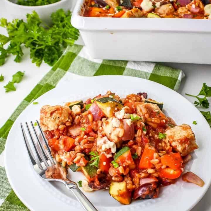 Mediterranean Chicken Casserole - Dizzy Busy and Hungry!