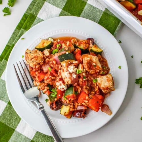 Mediterranean Chicken Casserole - Dizzy Busy and Hungry!