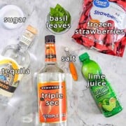 Quick and Easy Frozen Strawberry Basil Margaritas - Dizzy Busy and Hungry!