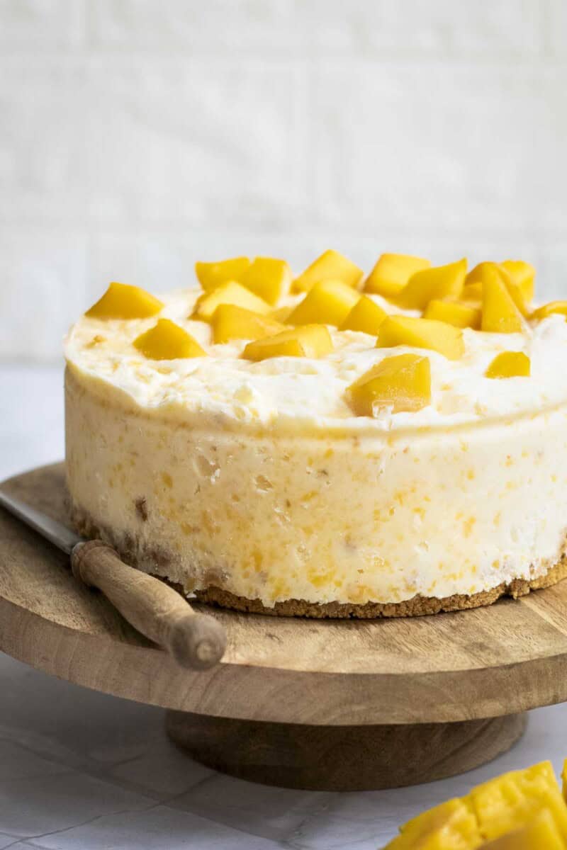 Creamy and Indulgent No Bake Mango Cheesecake - Dizzy Busy and Hungry!