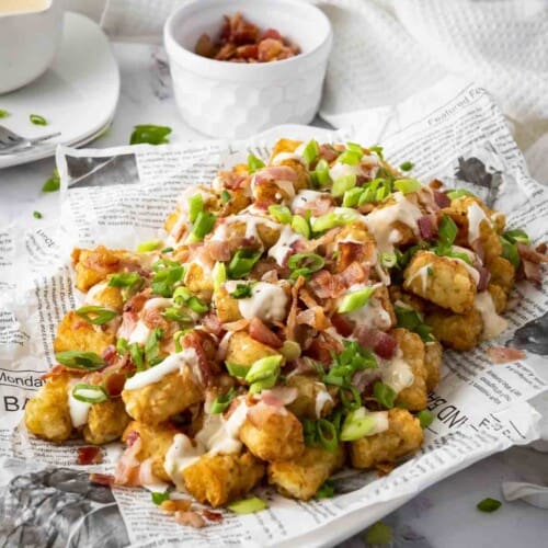 Crowd Pleasing Loaded Tater Tots Appetizer - Dizzy Busy and Hungry!